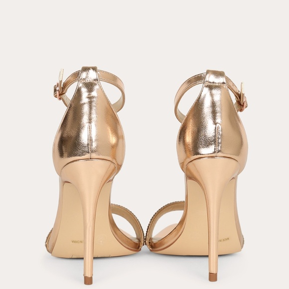 Anne Michelle | Shoes | Newjeweled Rose Gold Open Toe Ankle Strap ...